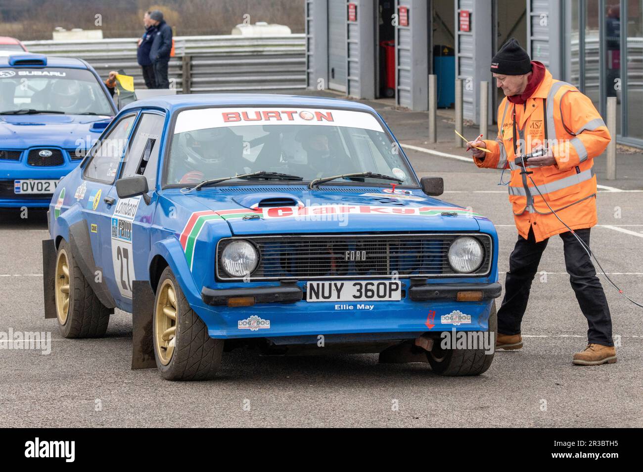 Rob Clark and Brett Griffin in their1975 Ford Escort with the control ...