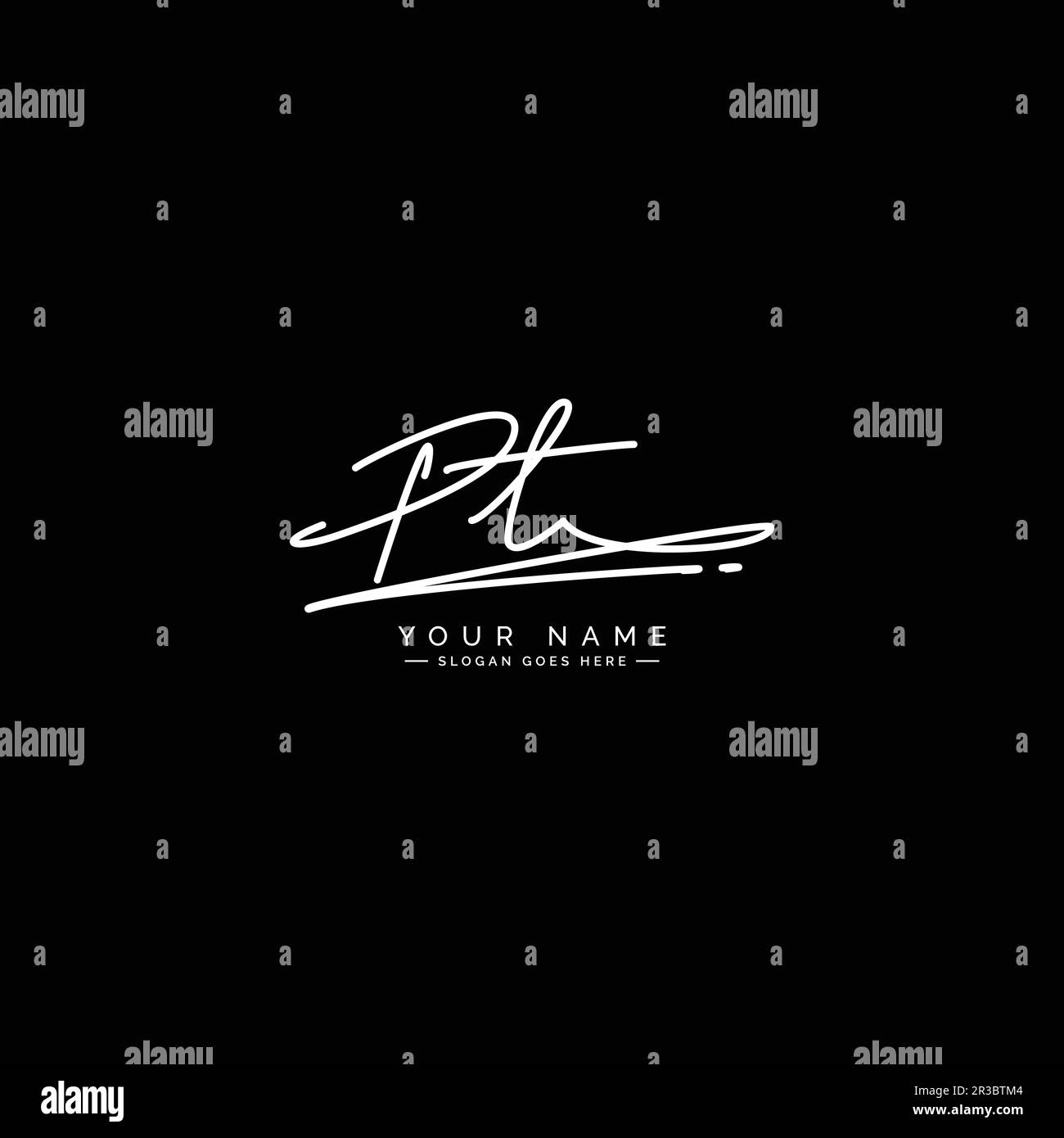 Initial Signature Logo for Letter PT - Vector Logo Template in ...