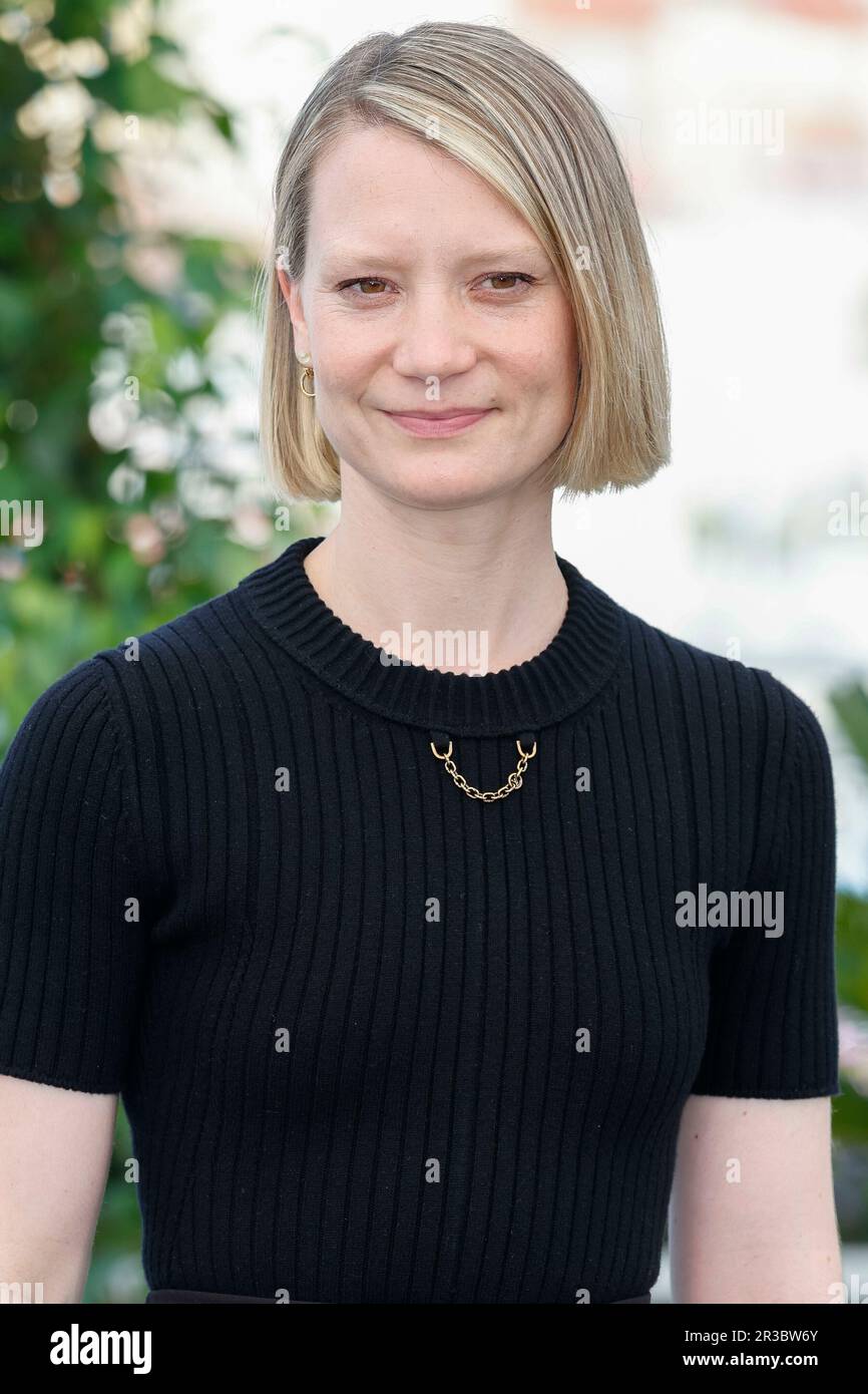 Mia Wasikowska poses at the 'Club Zero' photocall during the 76th Cannes Film Festival at Palais ...