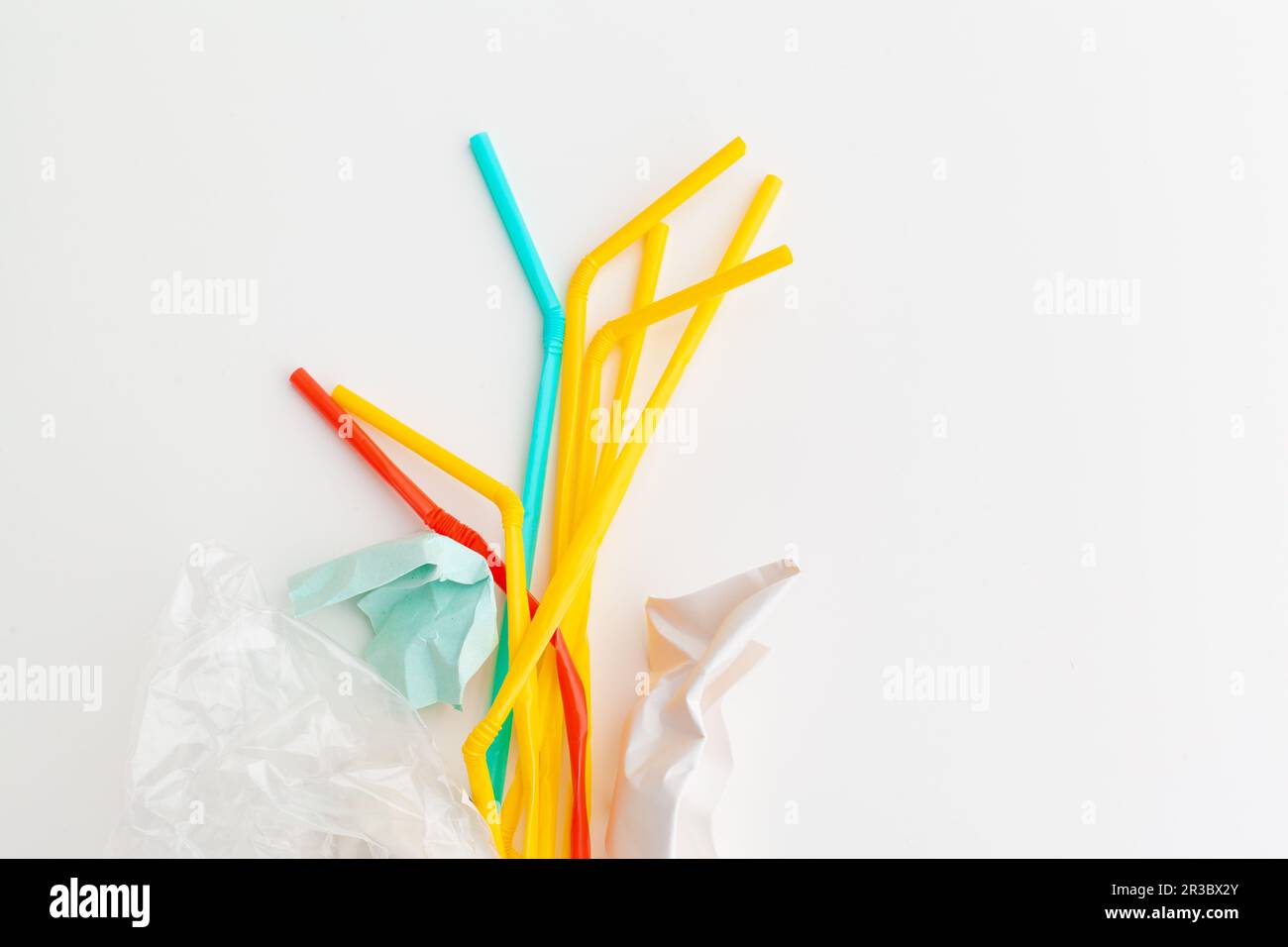 Plastic waste danger ecology concept with garbage and colorful single ...