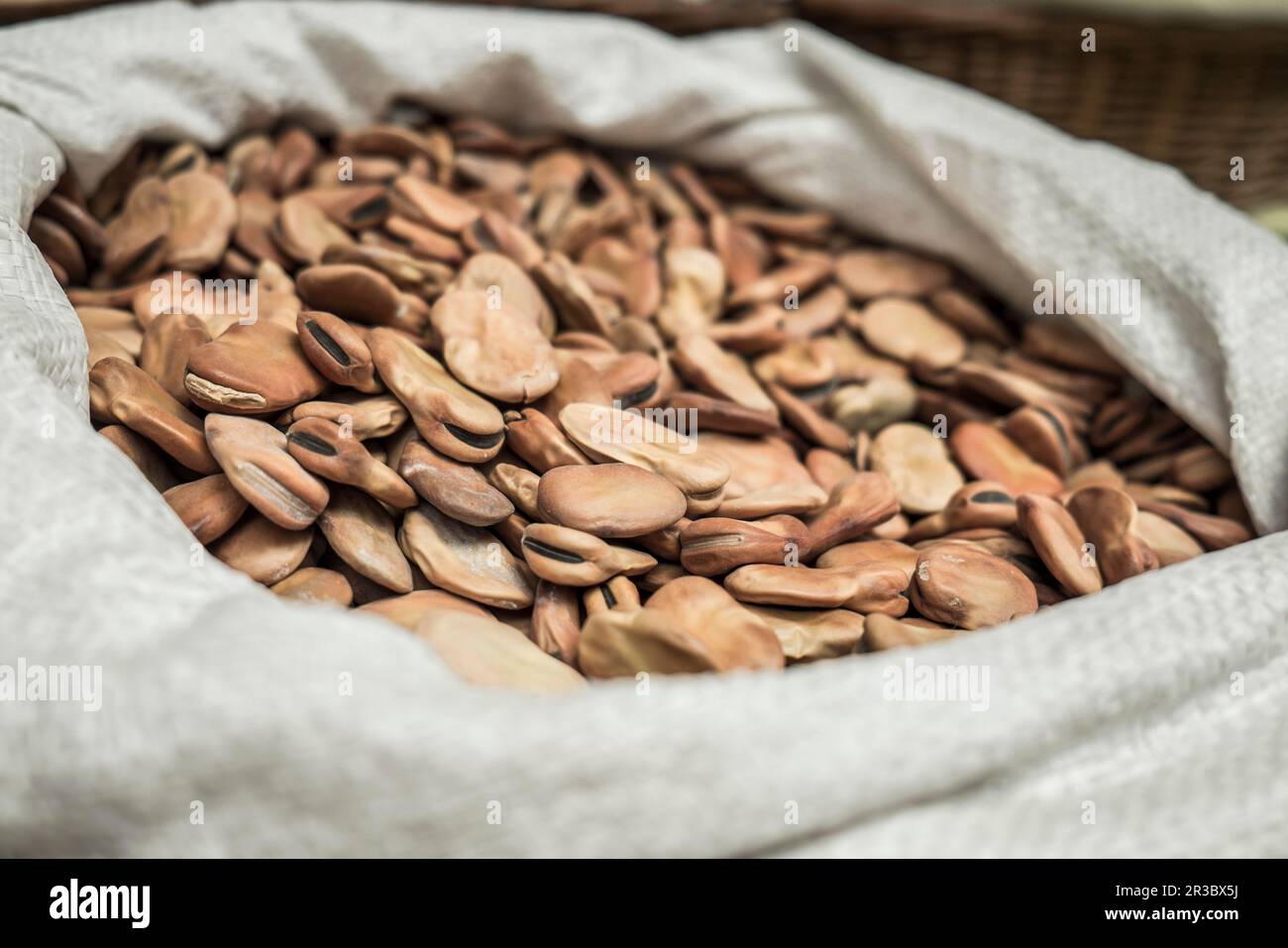 Dried brown beans in a sack Stock Photo - Alamy