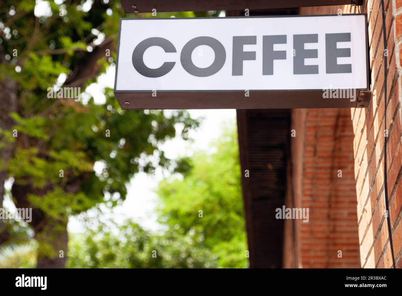 Black and white coffeehouse commercial sign with a word Coffee on a ...