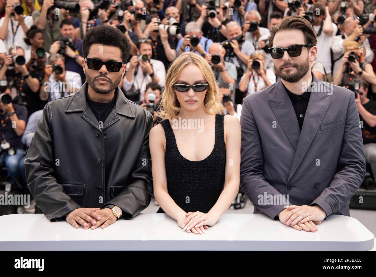 Abel Tesfaye a.k.a. the Weeknd, from left, Lily-Rose Depp and director ...