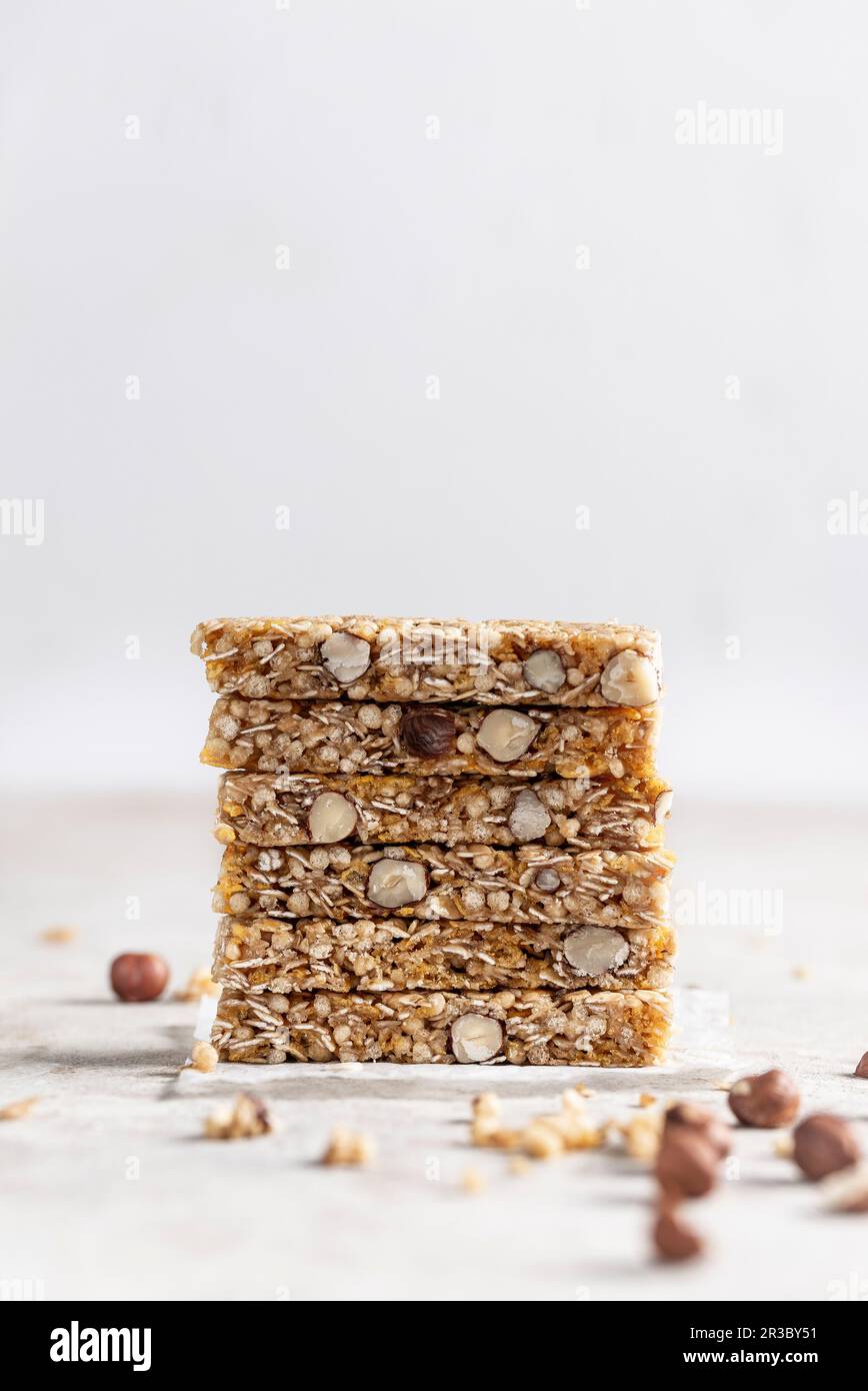 A stack of nut bars Stock Photo - Alamy