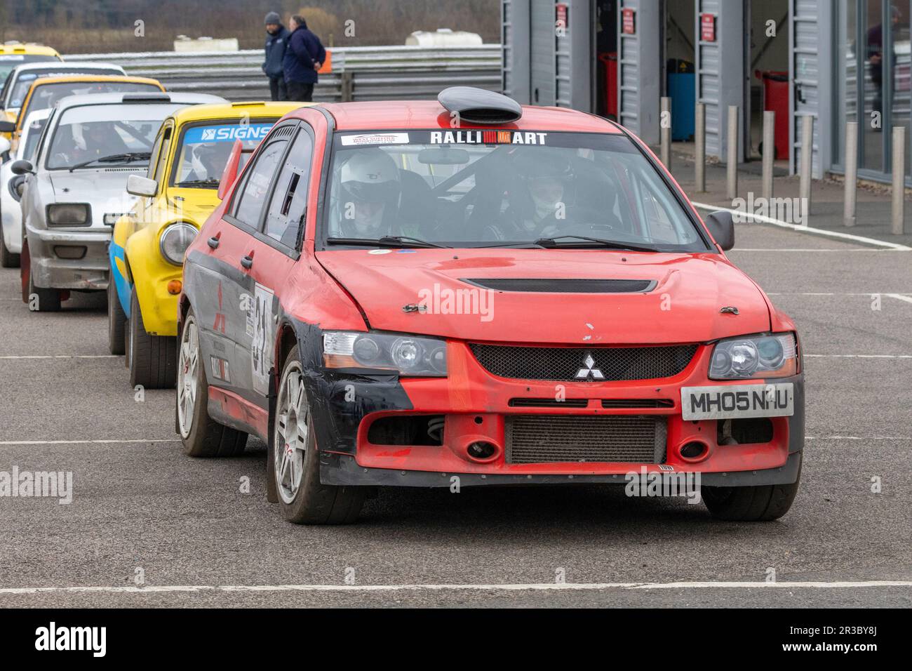 Matt Suttenwood and David Daniel in their 2005 Mitsubishi Lancer during ...