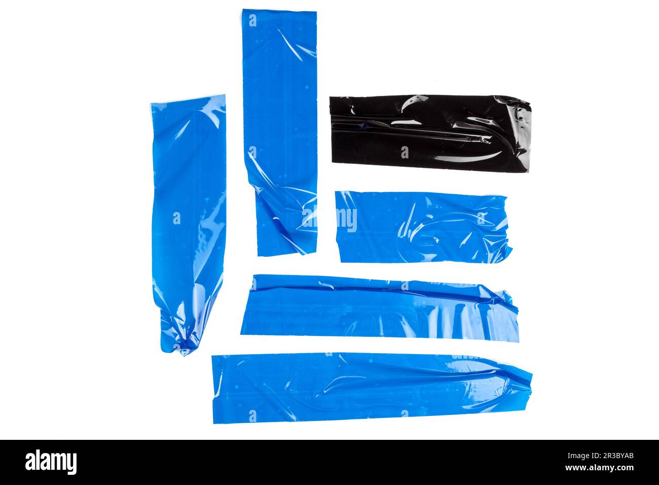 Set of Blue tapes on white background Stock Photo - Alamy