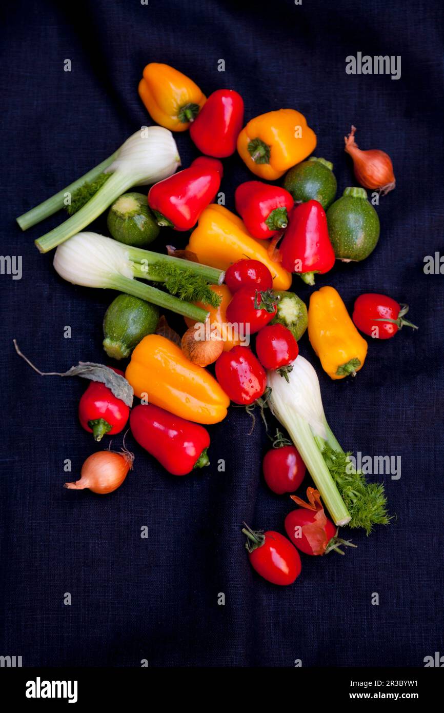 Mini peppers, mini fennel, mini onions and mini zucchini Stock Photo ...