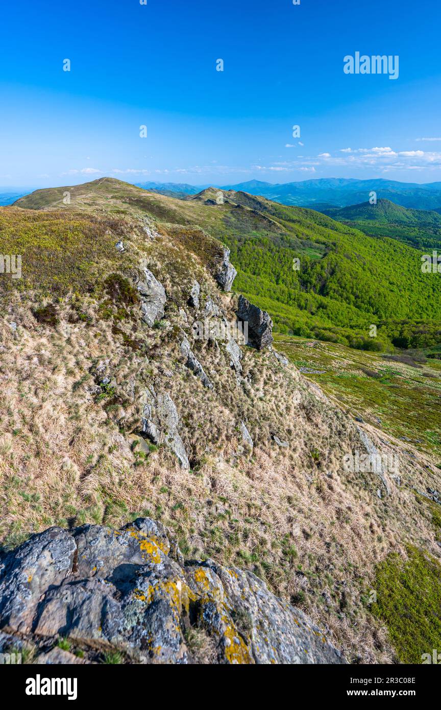 Spring landscape of the Bieszczady Mountains. A view of the Mount ...