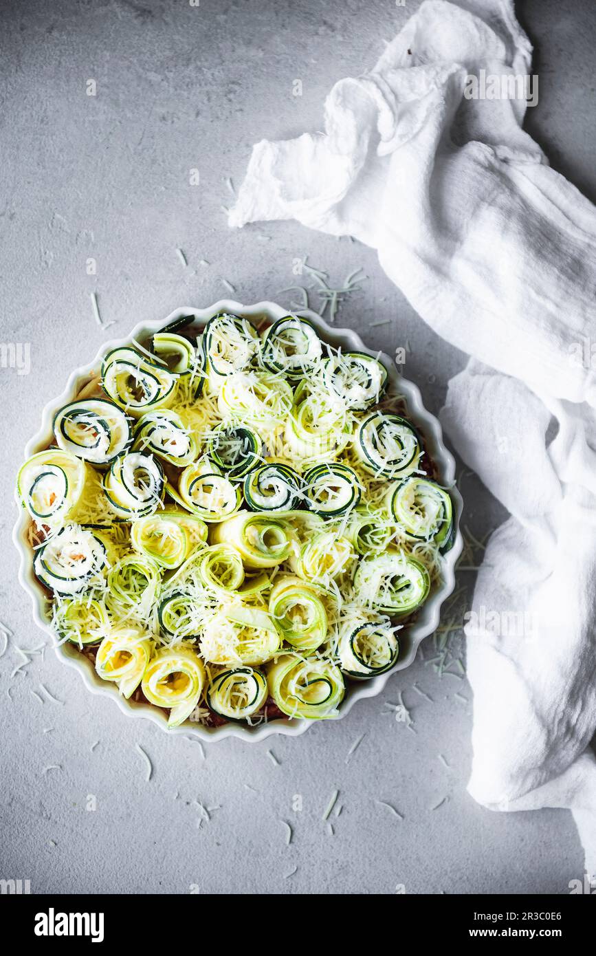Courgette rolls with ricotto and lemon Stock Photo - Alamy