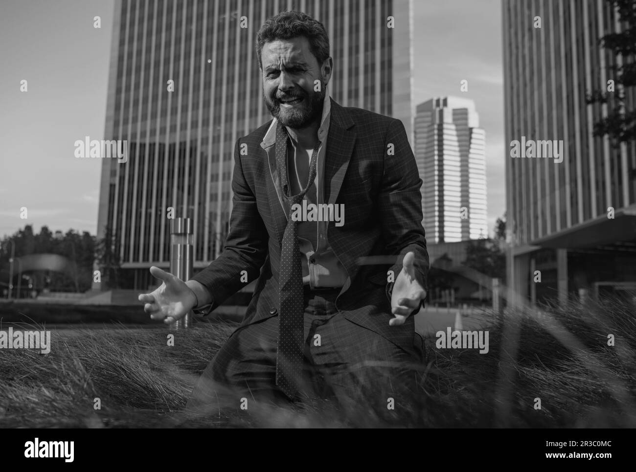 OMG businessman is crying, bad feelings. Cry man. Negative emotion ...