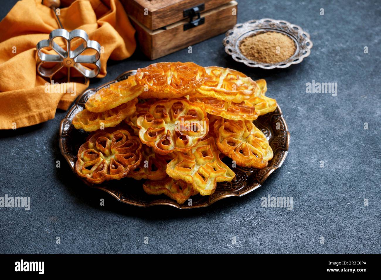 Indian rose cookies, achappam, Achu Murukku Stock Photo - Alamy
