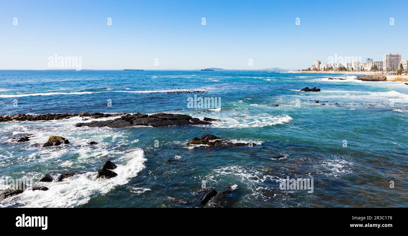 View of Sea Point promenade on the Atlantic Seaboard of Cape Town South ...