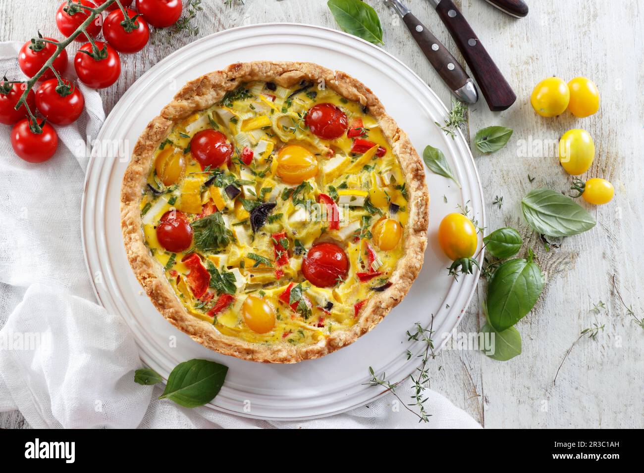 Colorful multi-vegetable tart Stock Photo - Alamy