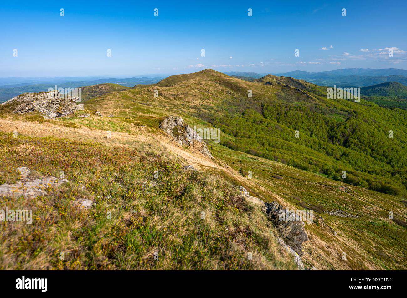Spring landscape of the Bieszczady Mountains. A view of the Mount ...