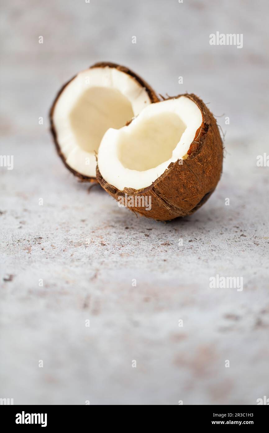 Coconut halved studio hi-res stock photography and images - Alamy