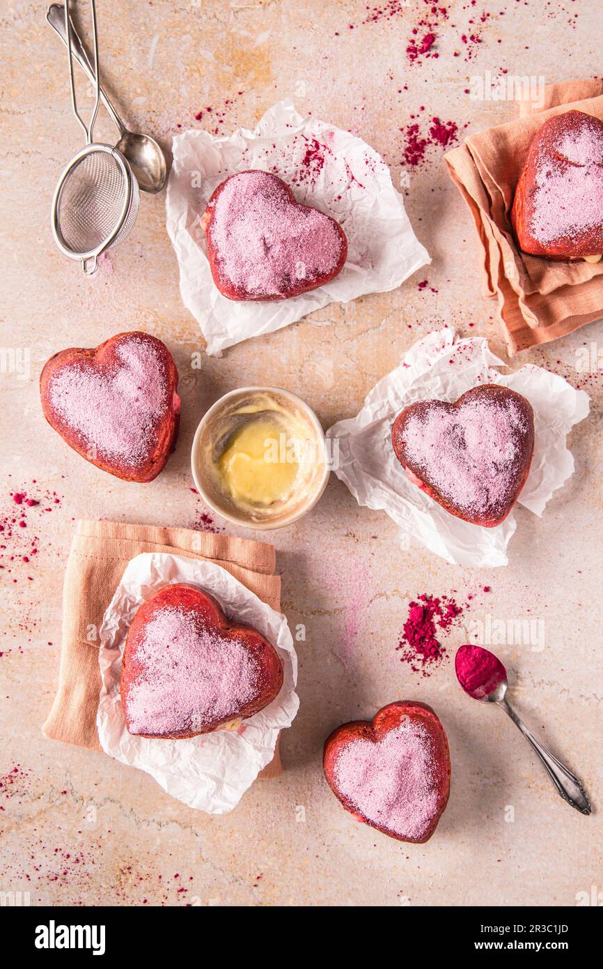 Pink heart donuts Stock Photo - Alamy