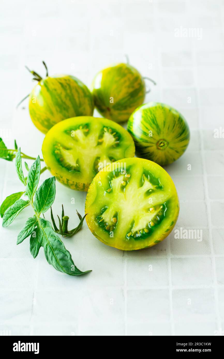 Green Zebra (tomato variety Stock Photo - Alamy