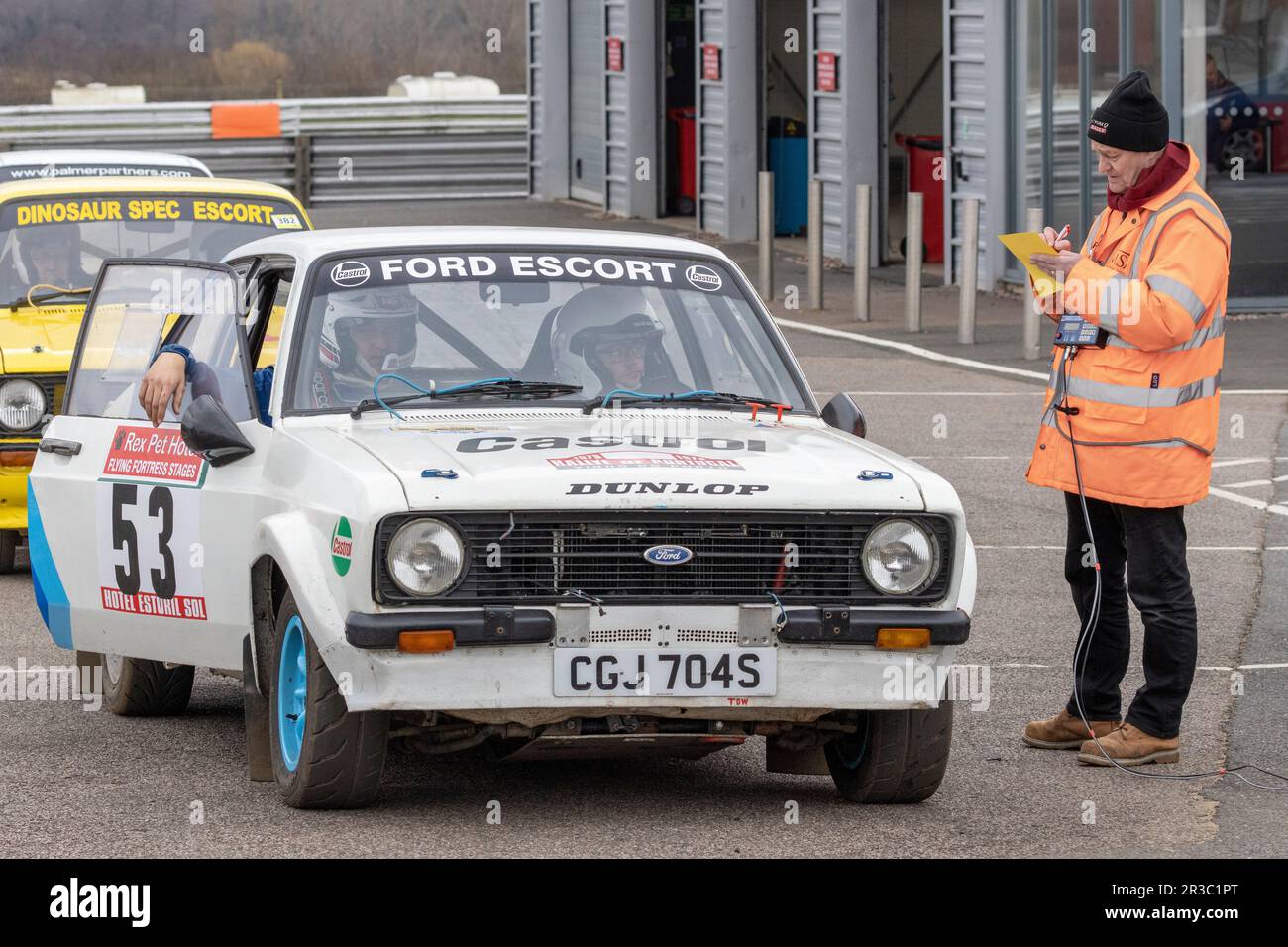 Callum Francis and Owen Start in their 1978 Ford Escort Mk2 with the ...