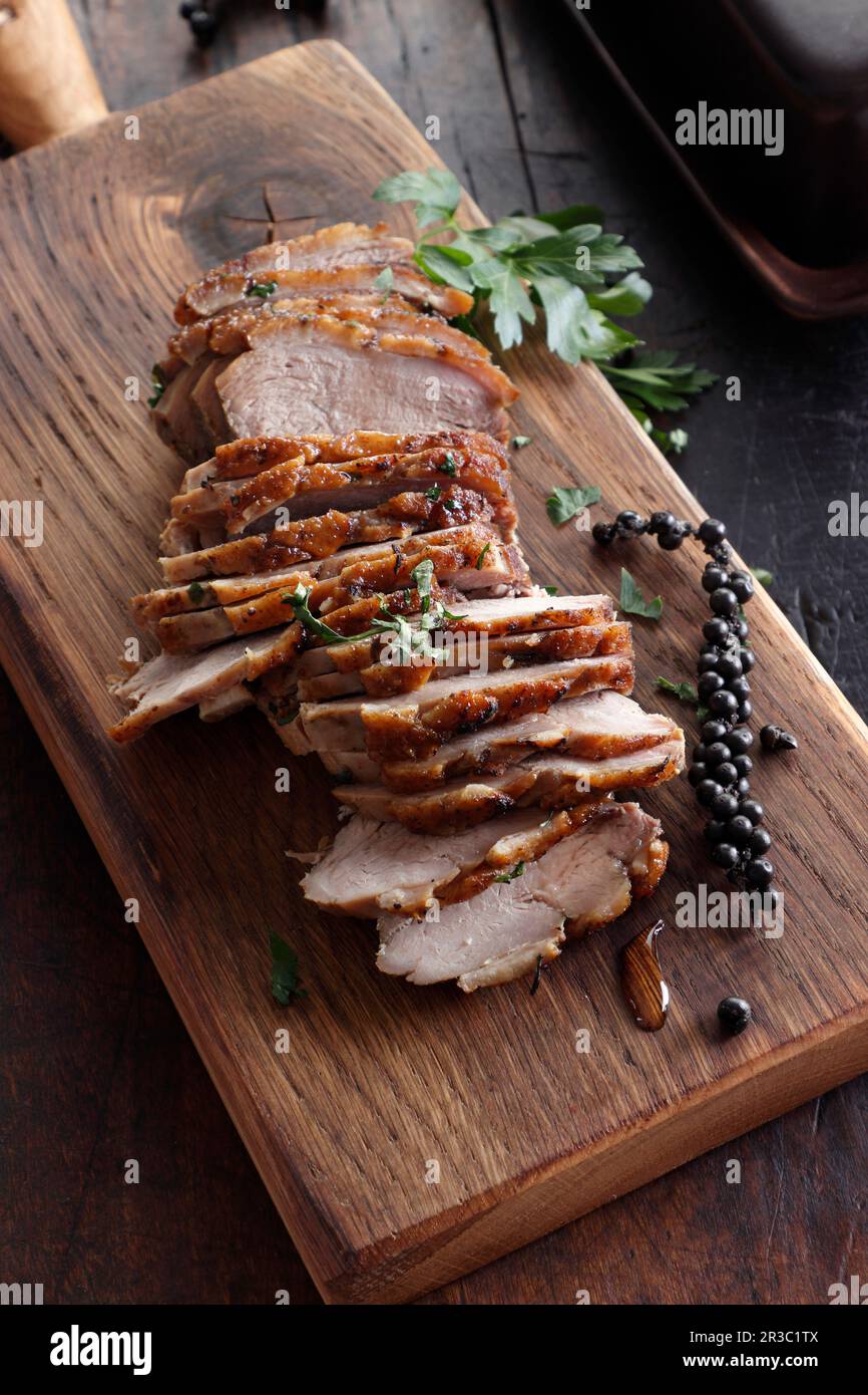 Roasted duck with pepper Stock Photo - Alamy