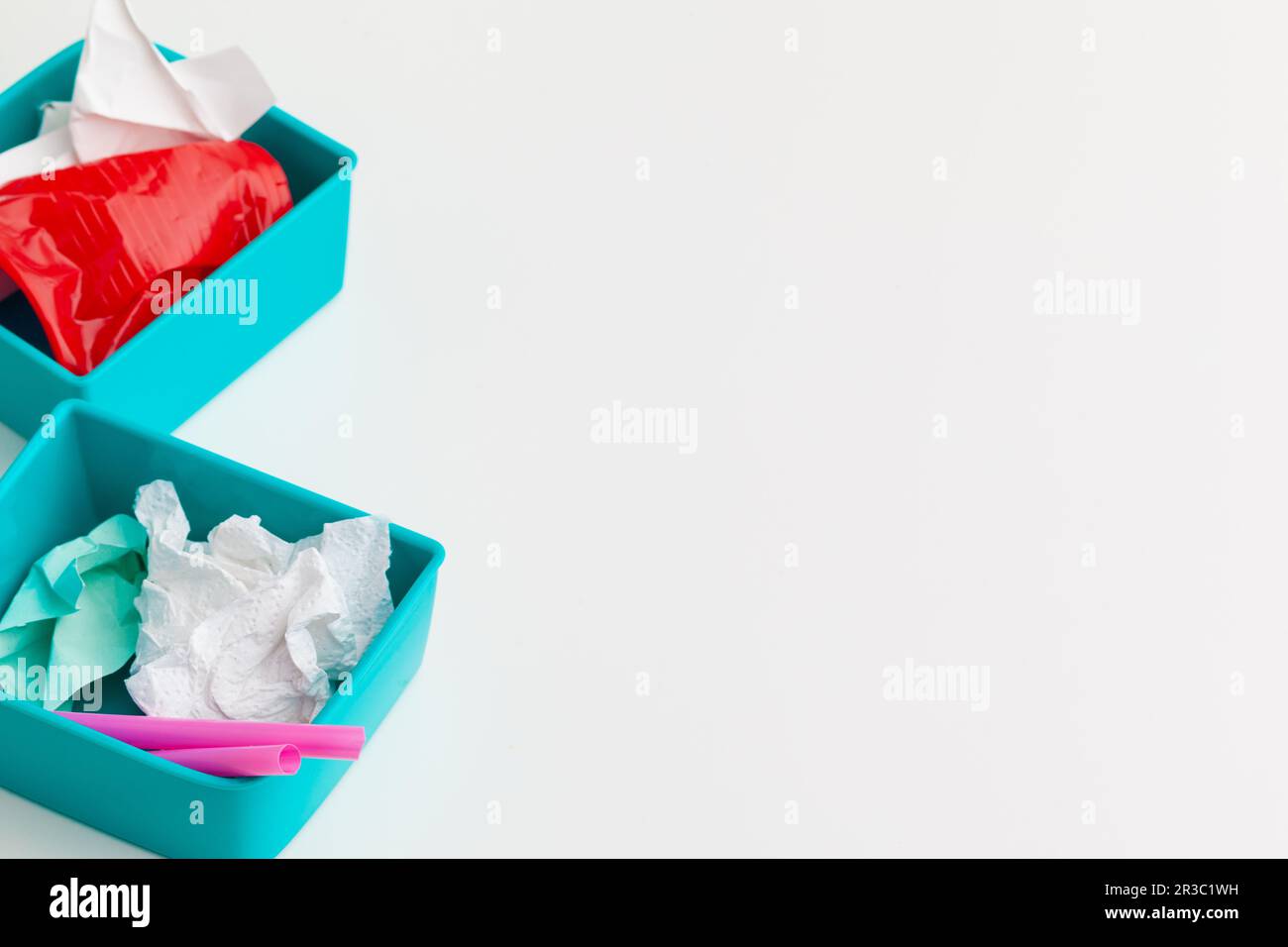 Plastic waste danger ecology concept with garbage and colorful single ...