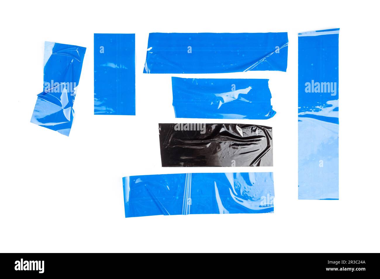Set of Blue tapes on white background Stock Photo - Alamy