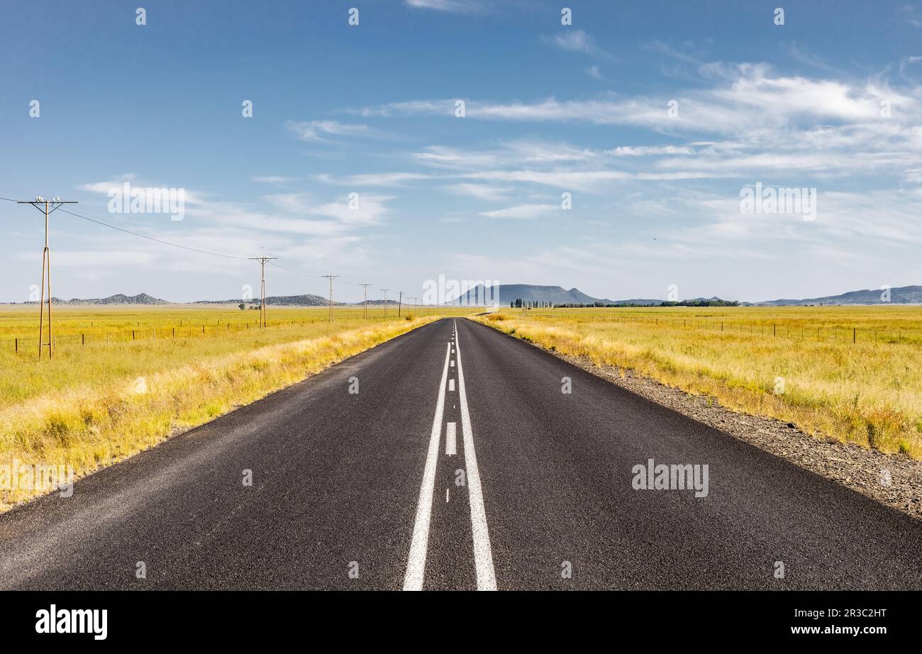 View of an empty country highway road Stock Photo - Alamy