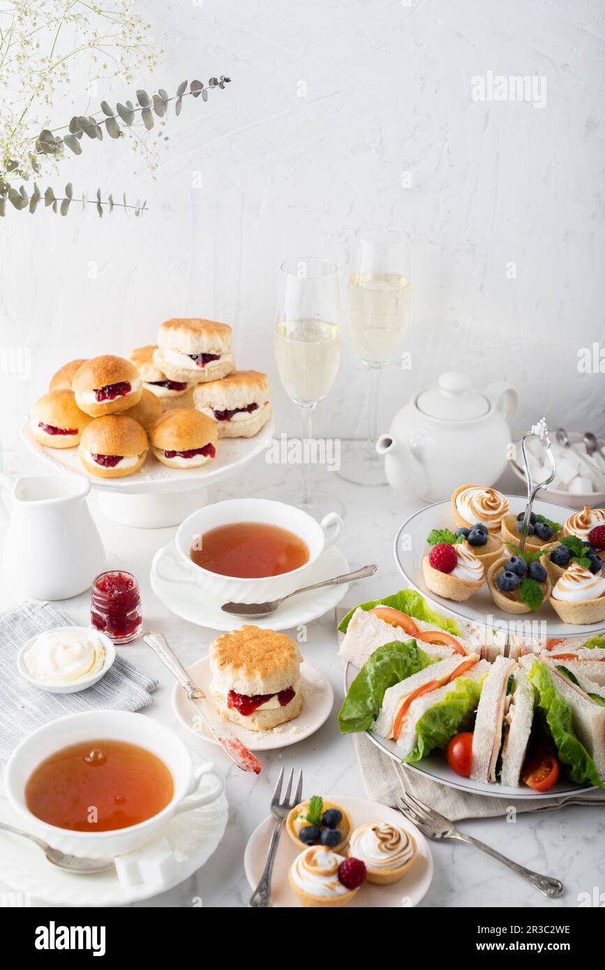 Table laid afternoon tea hi-res stock photography and images - Alamy