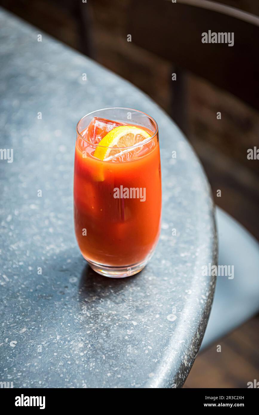 Classic bloody mary with lemon wedge Stock Photo - Alamy