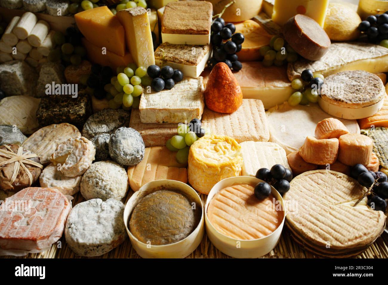 Display of different types of cheese Stock Photo - Alamy