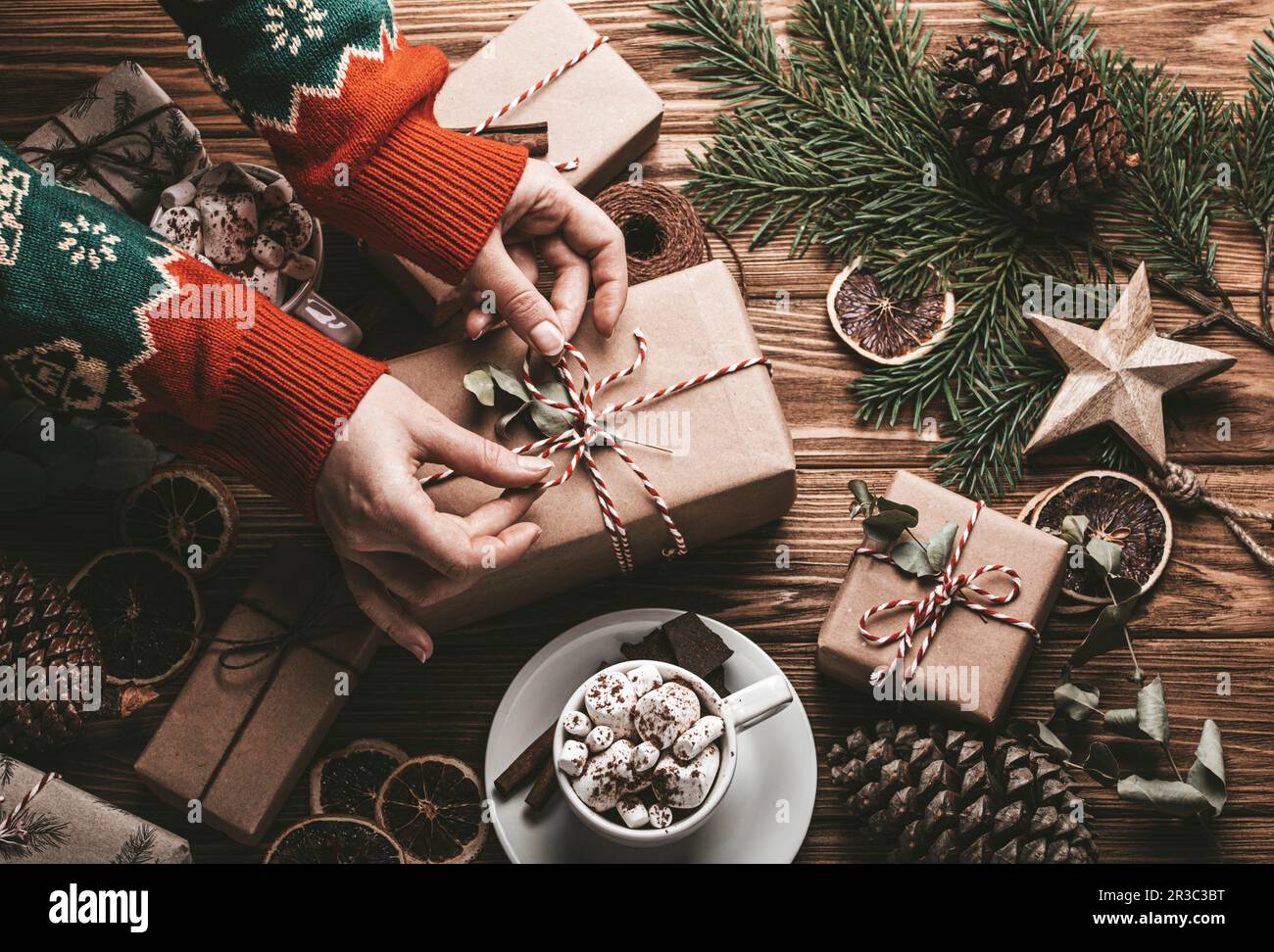 Overhead hands tying ribbon hi-res stock photography and images - Alamy