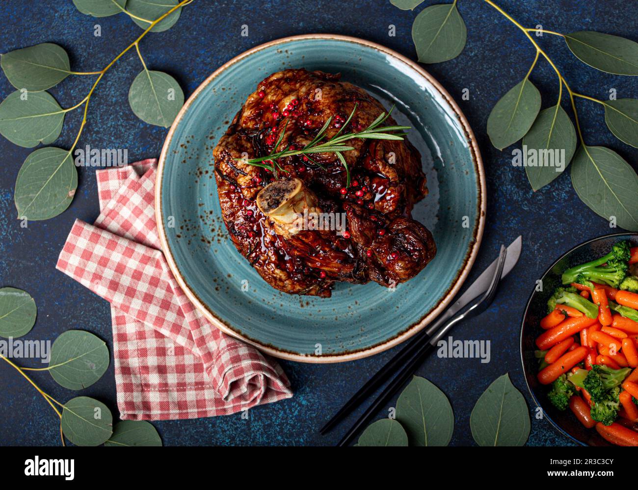 Christmas evening table with roasted ham pork knuckle Stock Photo - Alamy