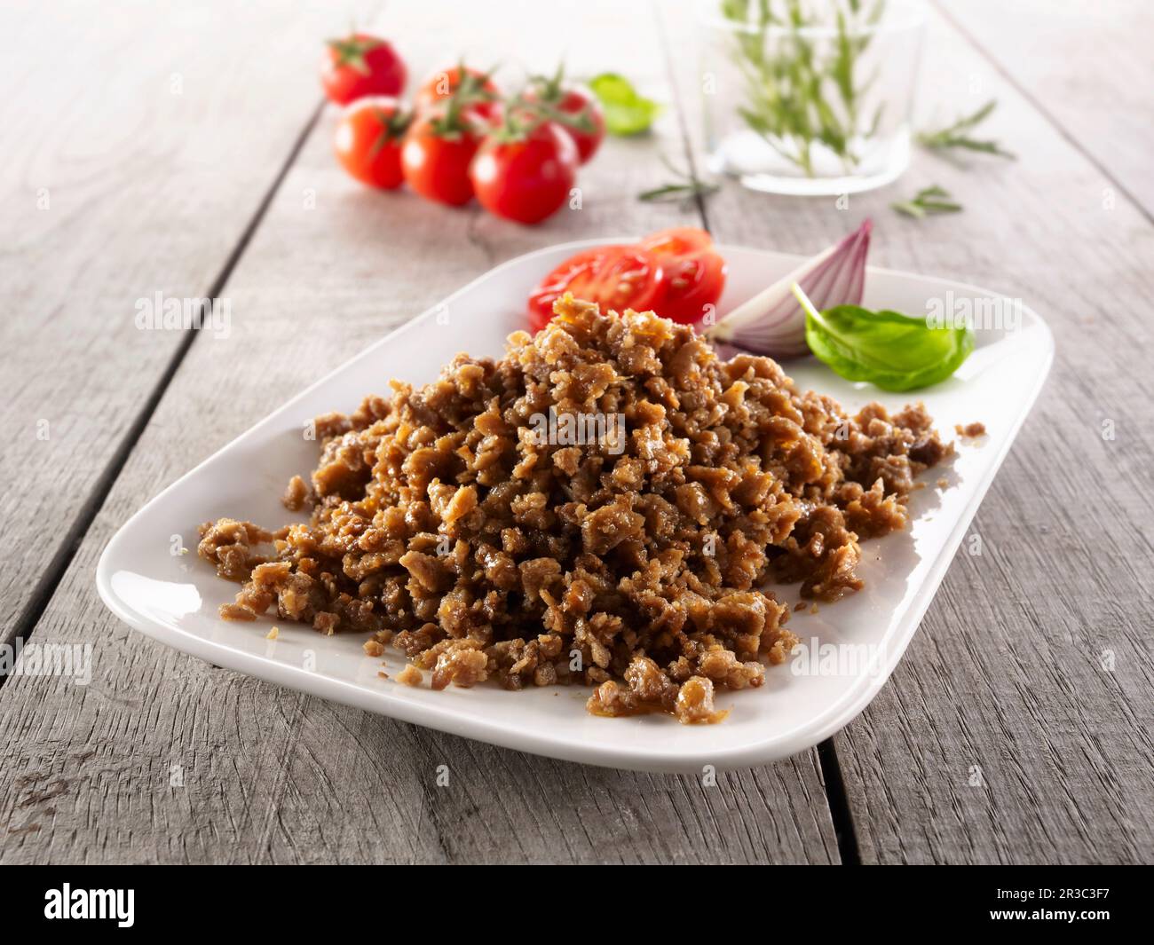 Fried soy 'mince' Stock Photo - Alamy