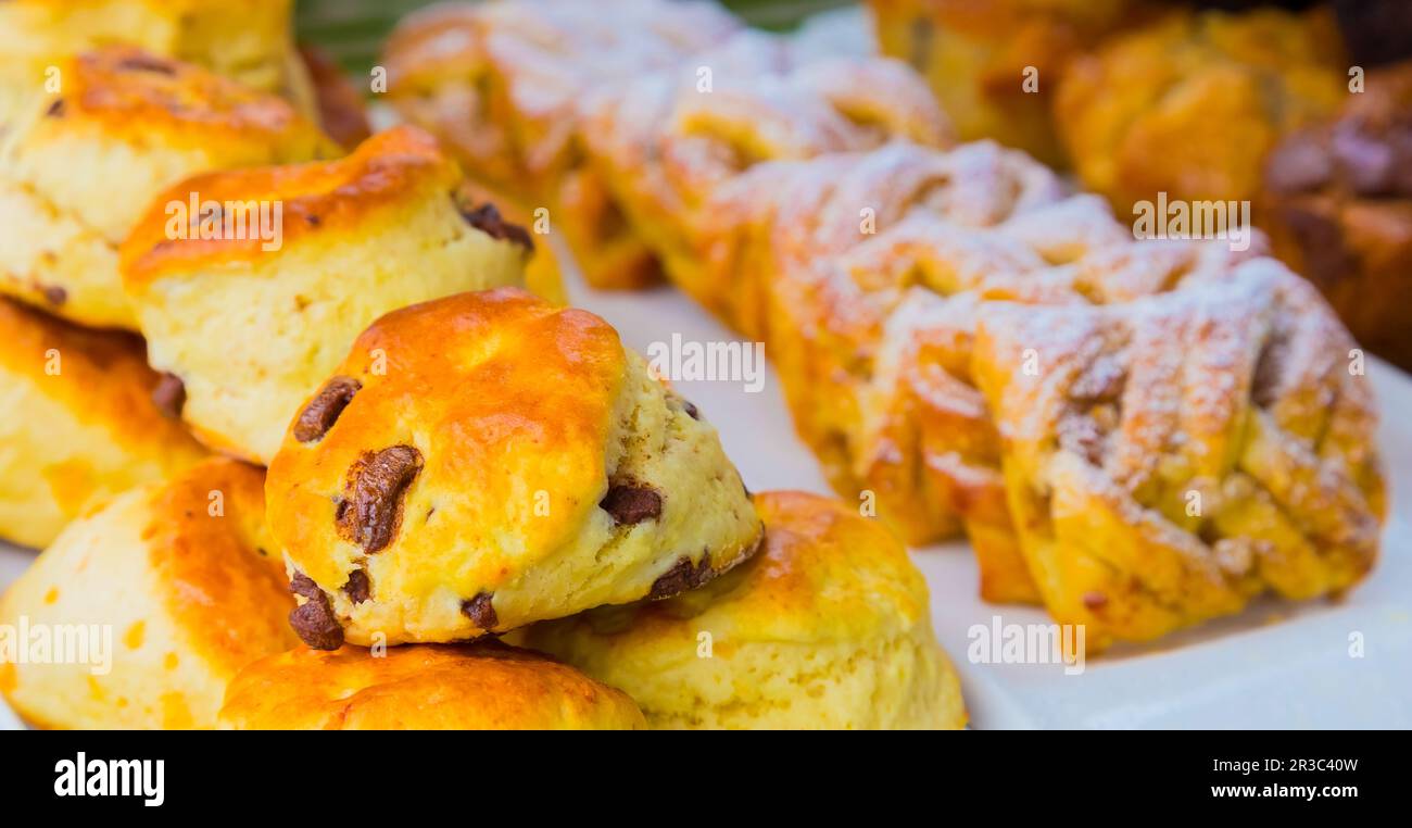 Breakfast pastry scone muffin at Spring Festival picnic event Stock ...