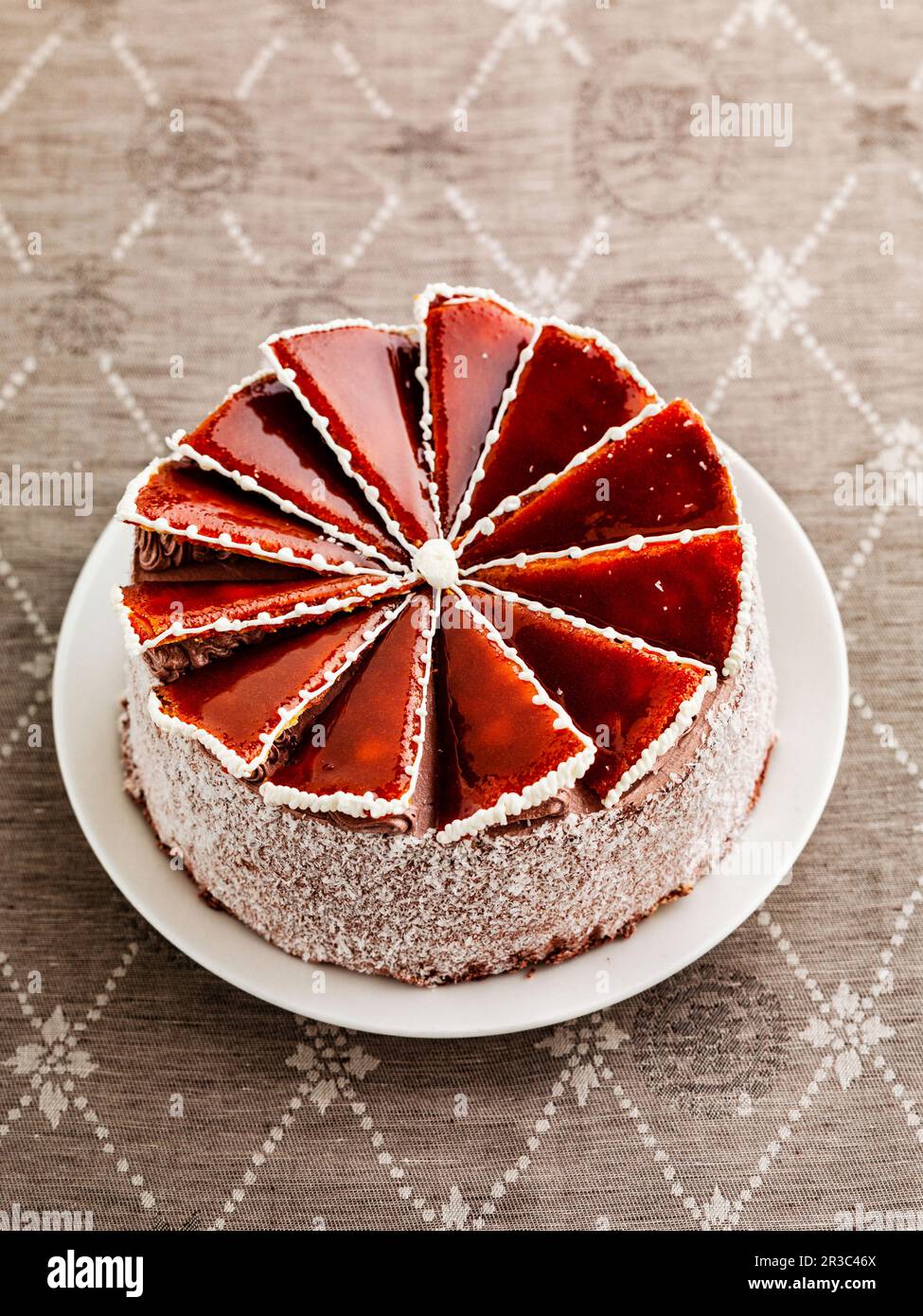 Dobos cake (with chocolate cream and caramel glaze, Hungary Stock Photo ...