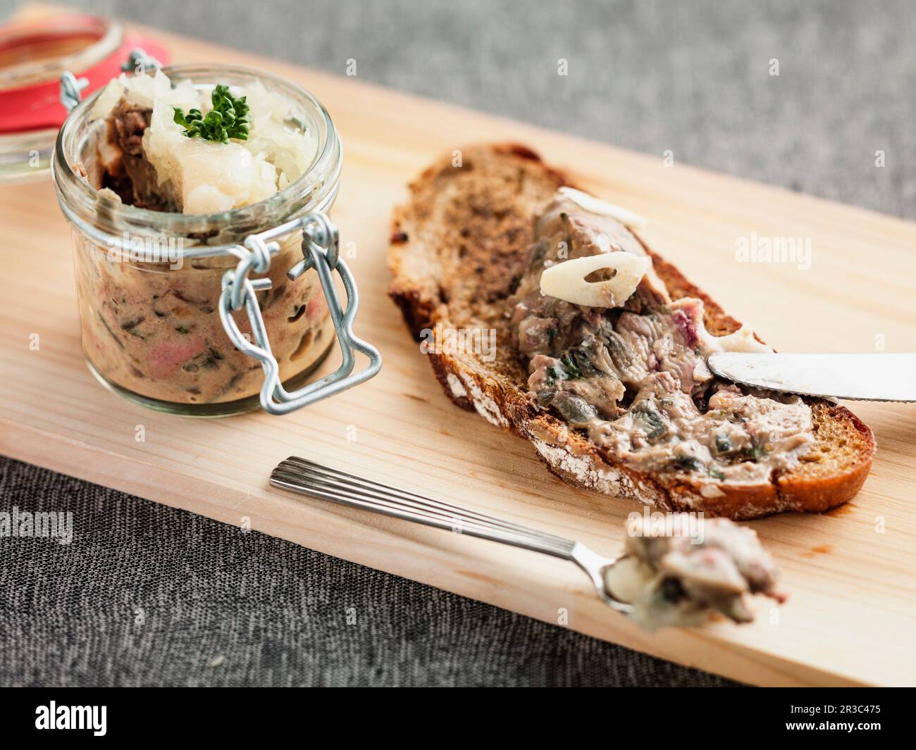 Chicken liver pate on bread Stock Photo - Alamy
