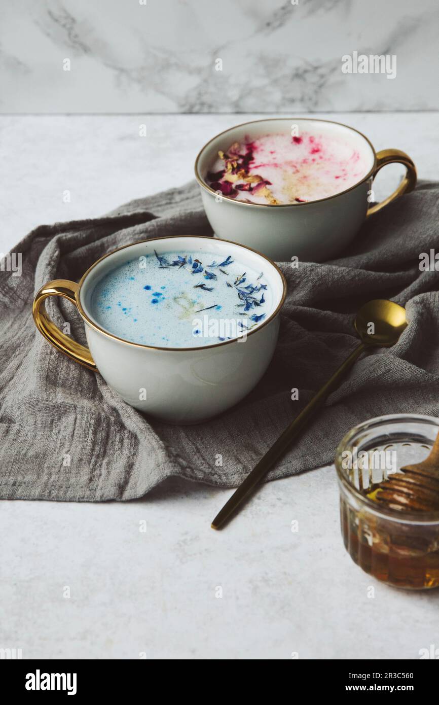 Moon Milk, blue and pink Stock Photo - Alamy