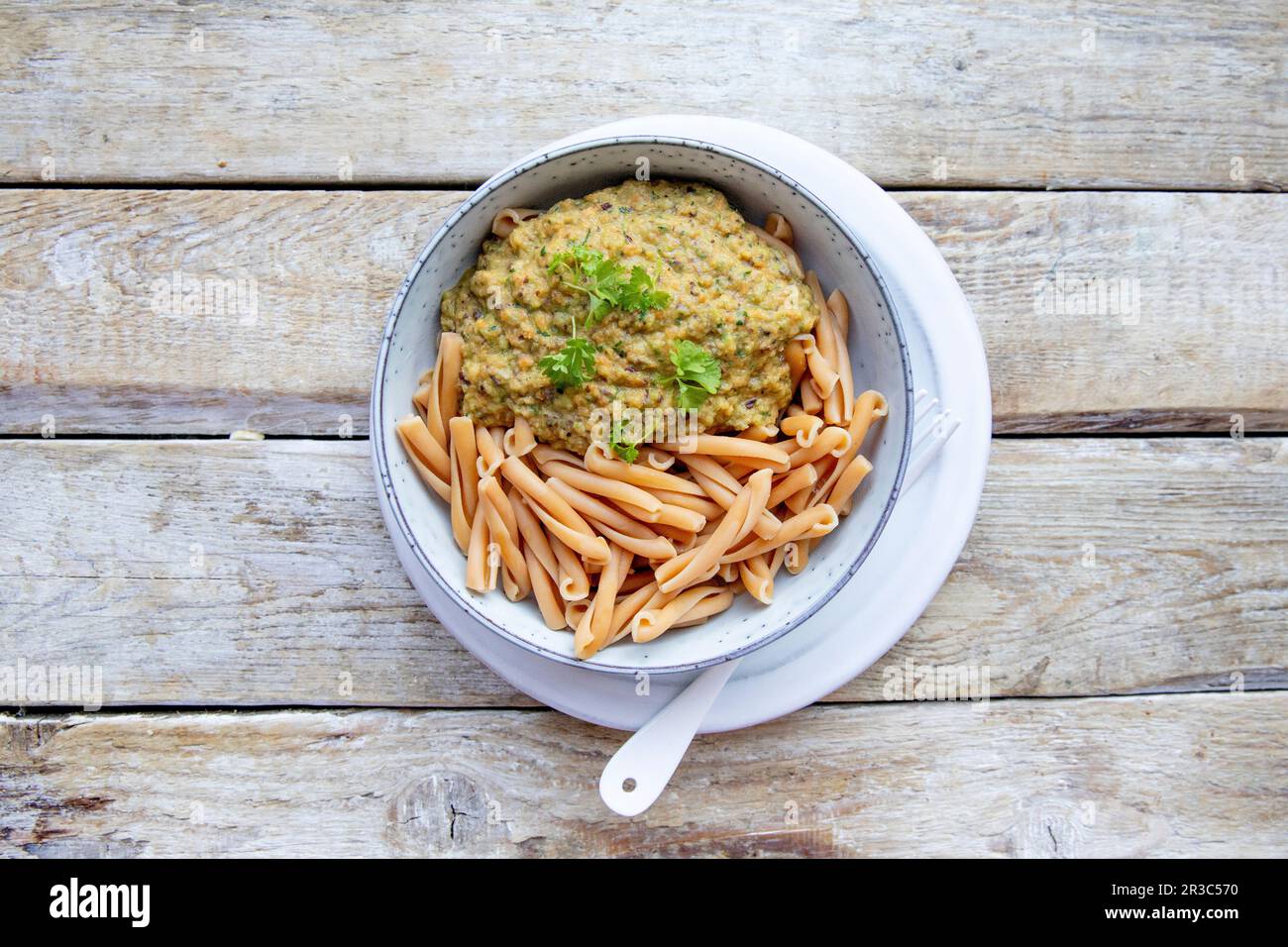 Chickpea noodles with vegetable sauce Stock Photo - Alamy