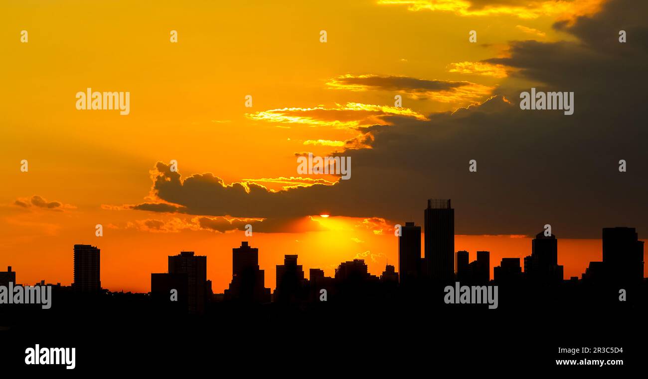 Silhouette City Sunset in Johannesburg South Africa Stock Photo - Alamy