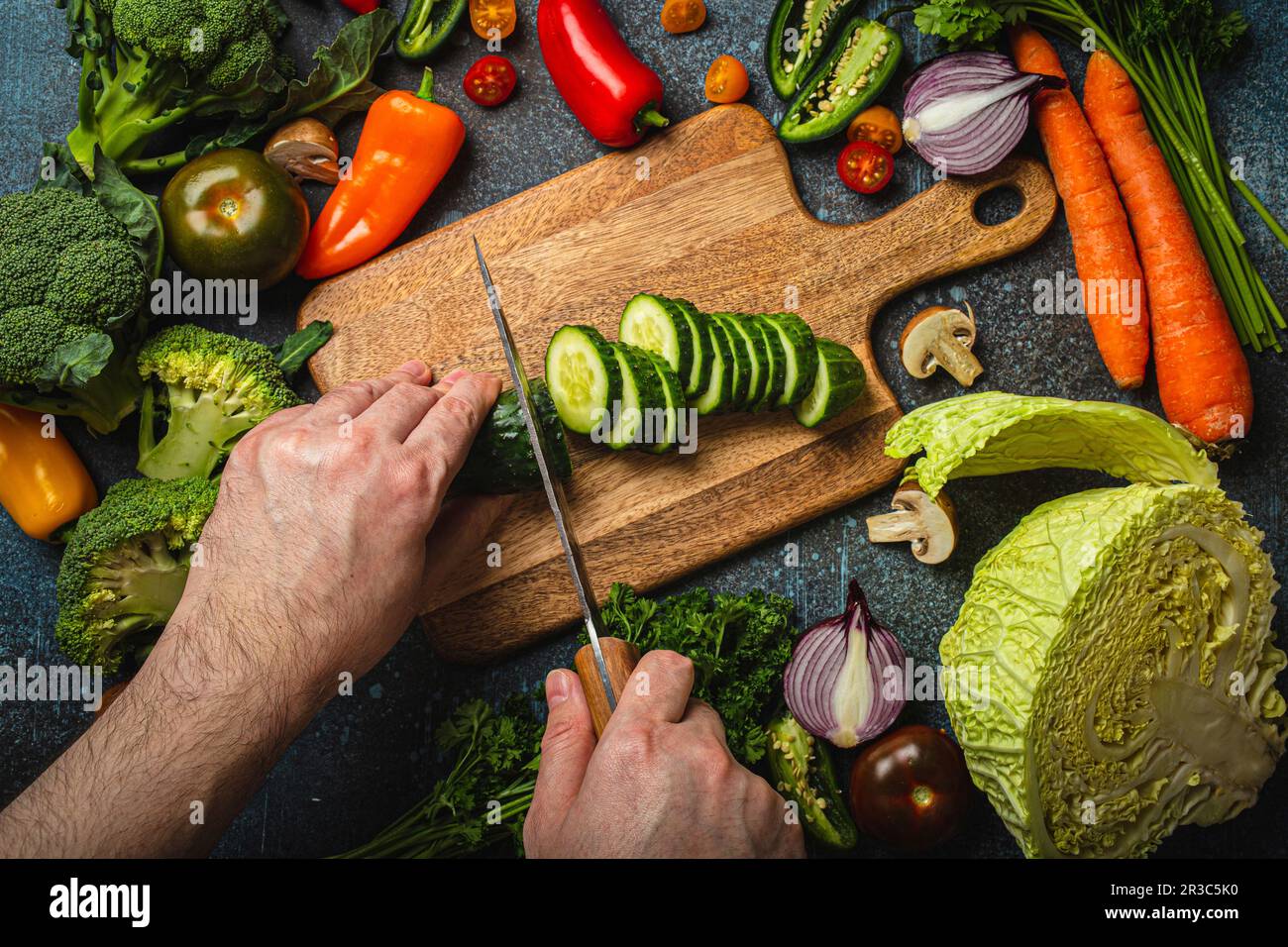 Hands wooden board assorted hi-res stock photography and images - Alamy