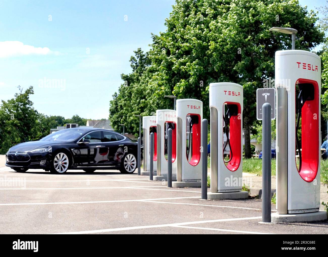 HAUCONCOURT, FRANCE - MAY,19,2023: Tesla Supercharger Station for ...