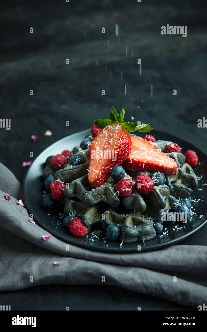 Black waffles hi-res stock photography and images - Alamy