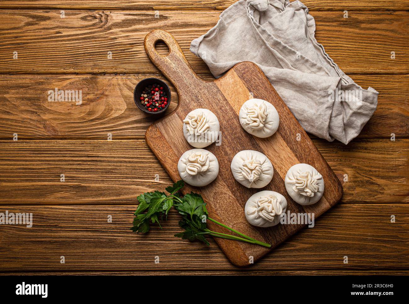 Khinkali - traditional Georgian dumplings filled with ground meat Stock ...