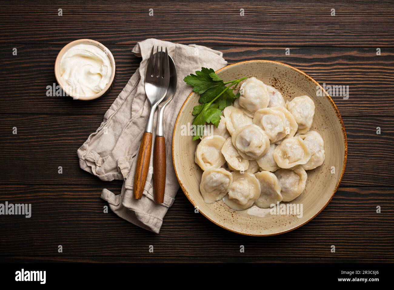 Pelmeni - traditional Russian dumplings with minced meat filling Stock ...