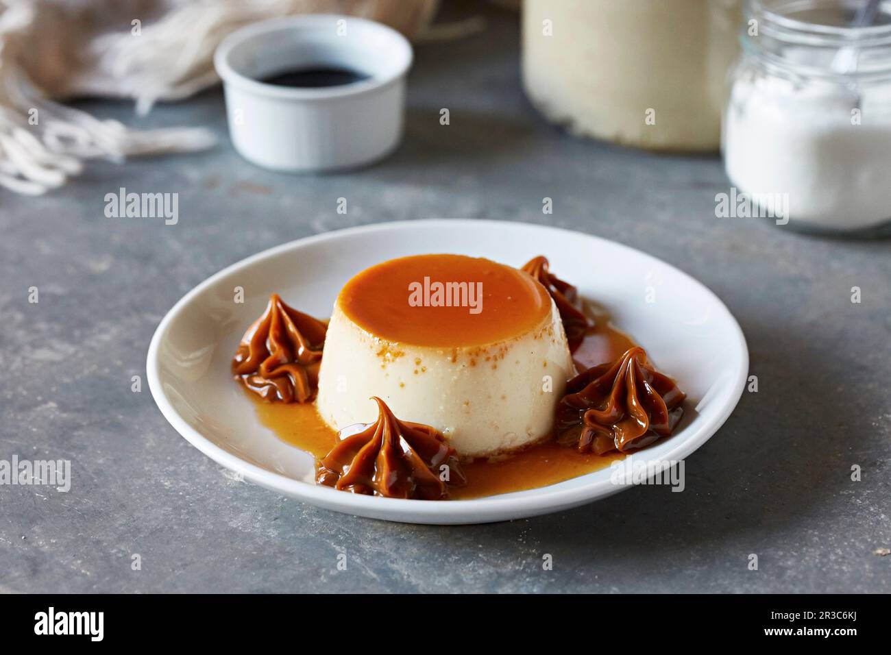 Caramel custard dessert Stock Photo - Alamy