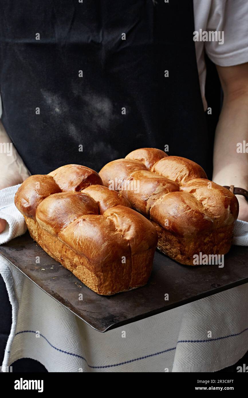 Brioche loaves fresh out the oven Stock Photo - Alamy