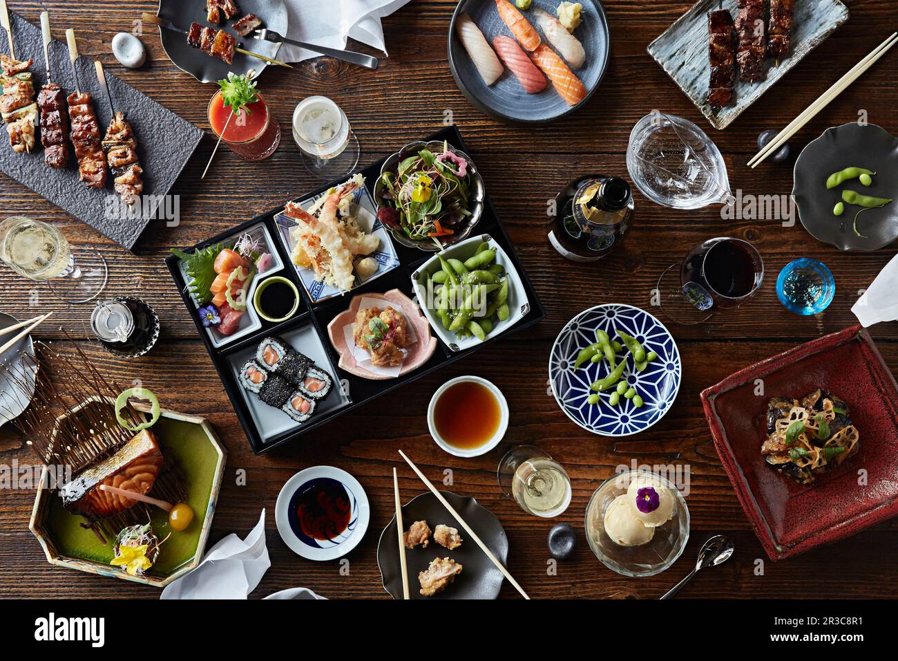 Japanese lunch dishes spread hi-res stock photography and images - Alamy