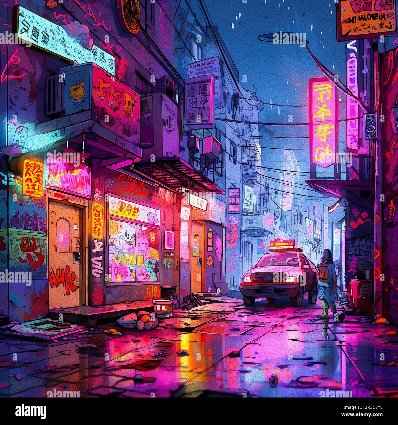 Cyberpunk city neon night hi-res stock photography and images - Alamy