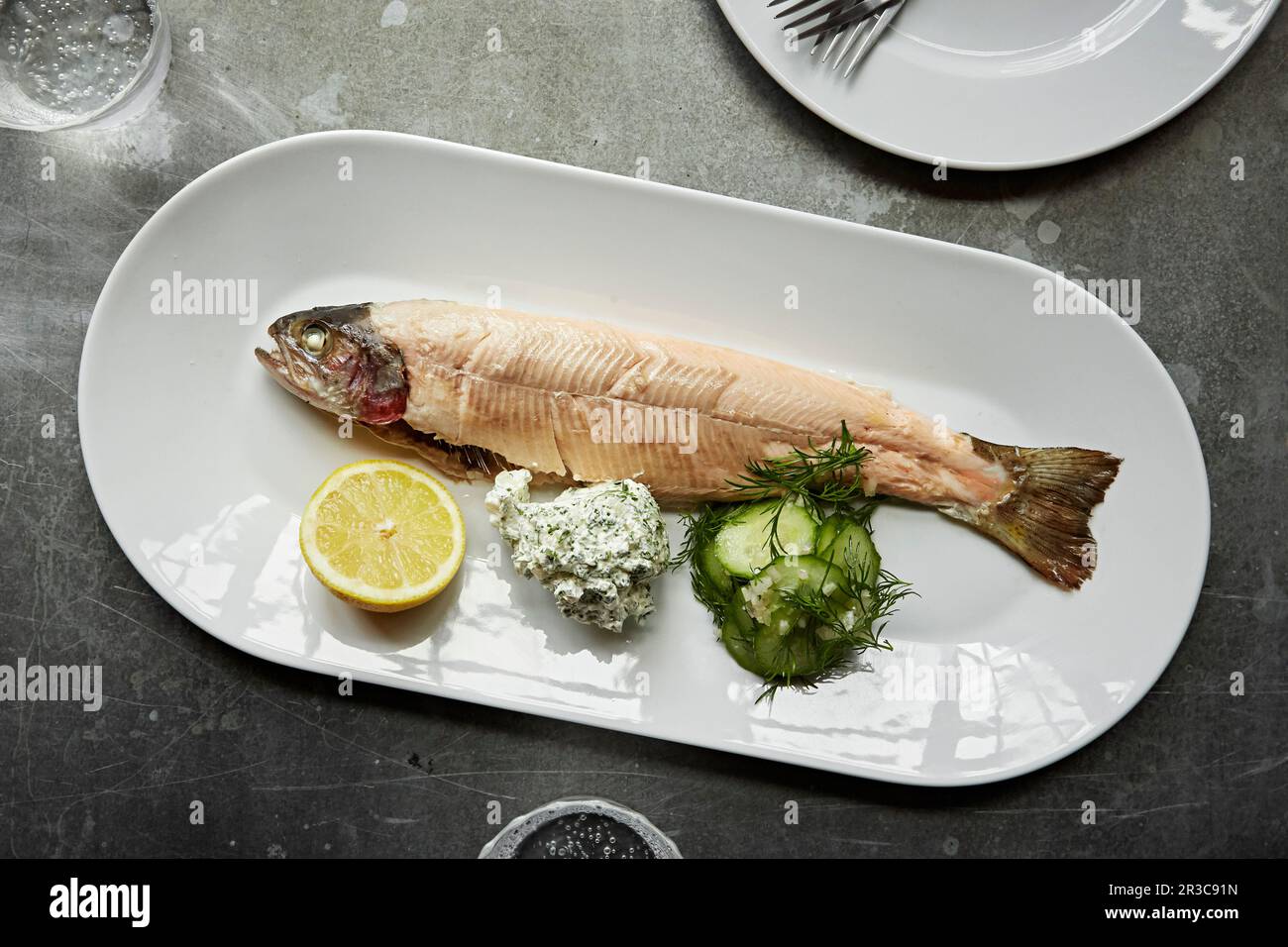Whole rainbow trout without skin Stock Photo - Alamy