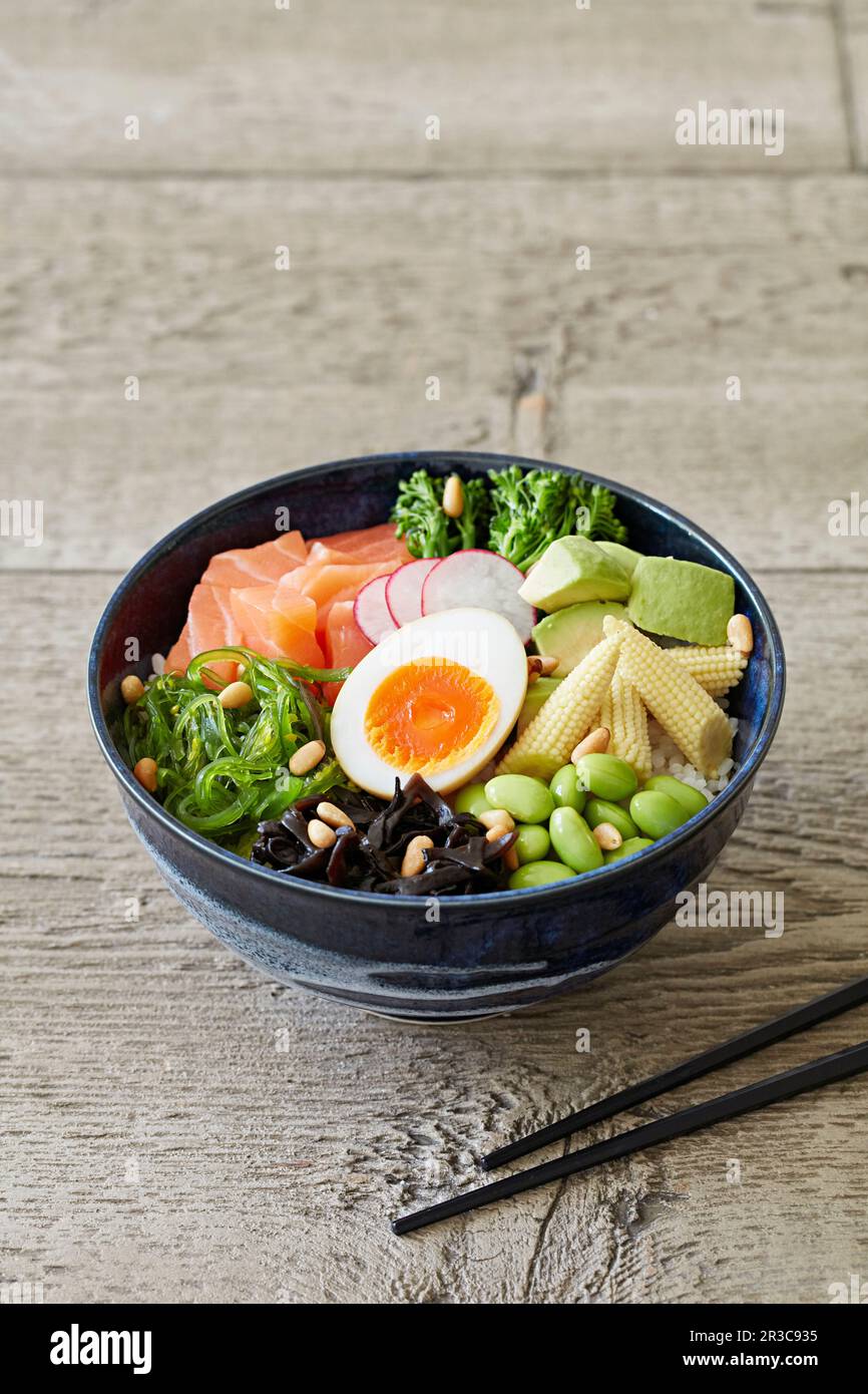 Poke bowl filled rice hi-res stock photography and images - Alamy