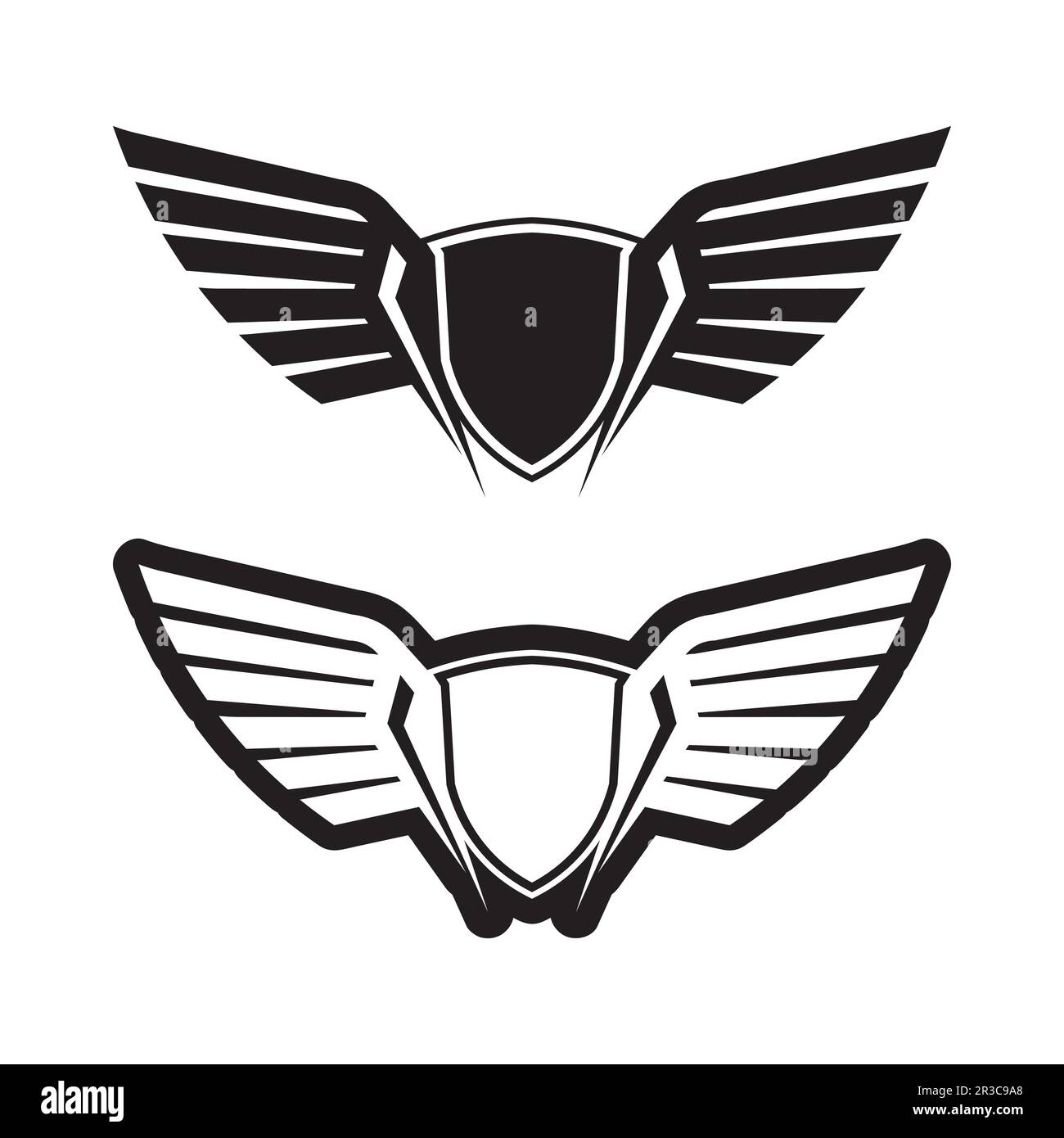 Wings black icons vector set. Modern minimalistic design Stock Vector ...